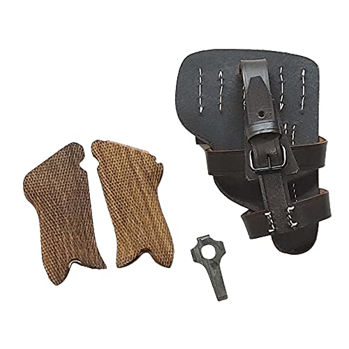 warreplica Paratrooper German P08 Luger Brown Leather Holster w/ Wooden ...