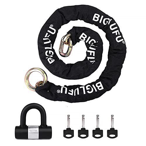 BIGLUFU Motorcycle Lock Chain Locks Heavy Duty 5ft/150cm Long, Cut ...