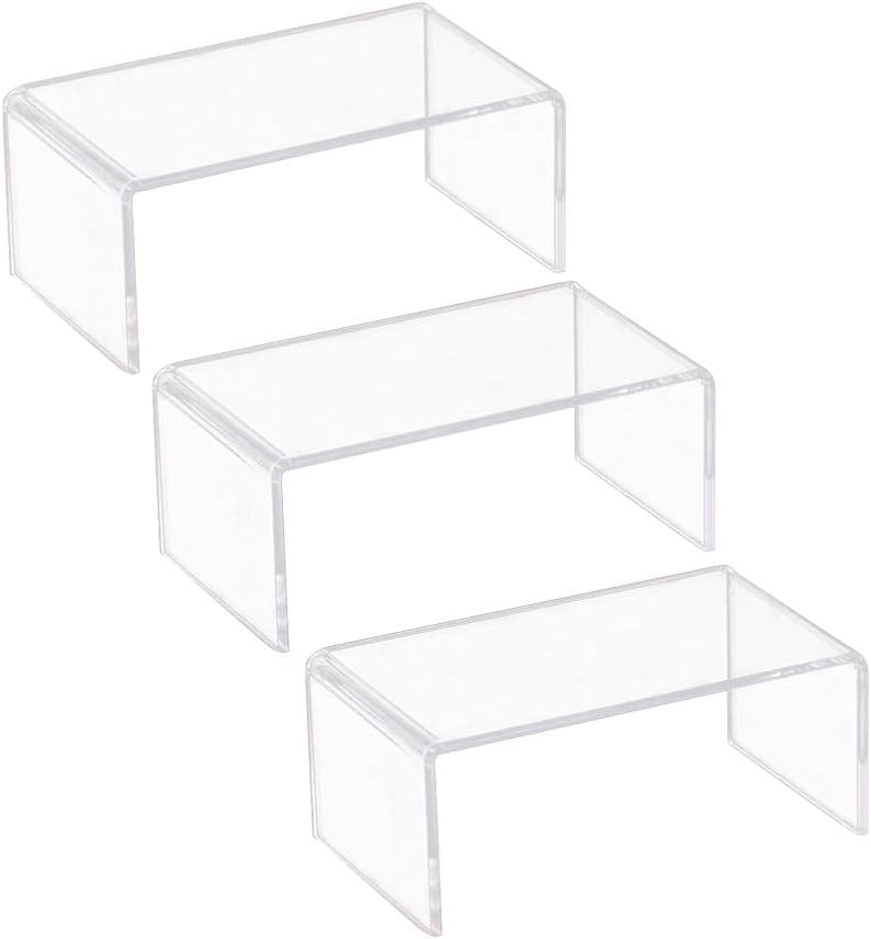 Cabilock 3PCS Acrylic U Shaped Storage Rack Shelf Desktop Risers Clear ...