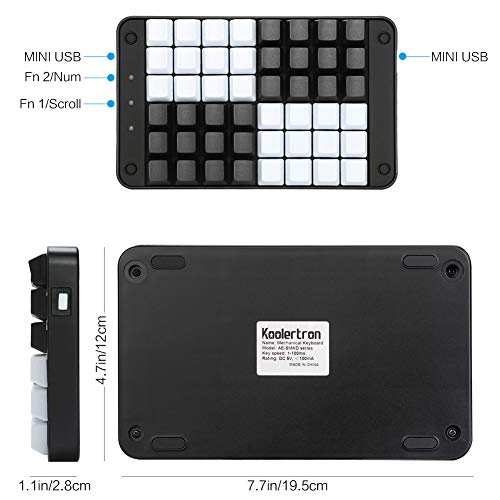 Koolertron One Handed Programmable Mechanical Keyboard with OEM Gateron ...