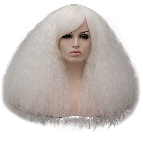 TopWigy Women White Fluffy Cosplay Wig with Fringe 16 Inches Synthetic ...