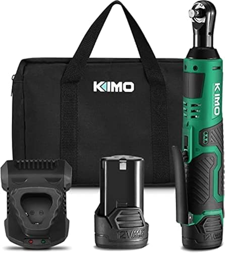KIMO Cordless Electric Ratchet Wrench Set, 40 Ft-lbs, 400 RPM, 3/8" 12V ...