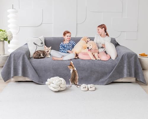 Loiion Couch Covers for 3 Cushion Couch, Gray Cat-Scratch Resistant ...