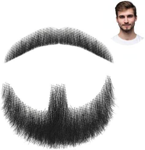 Tideme Human Hair Fake Mustache, Realistic Beard Fake Facial Hair ...