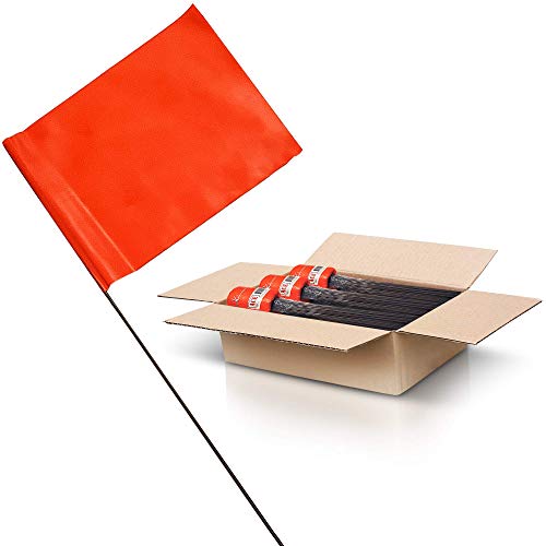 Orange Marking Flags 1000 Pack - 4x5-Inch Marker Flags - 15-Inch Wire ...