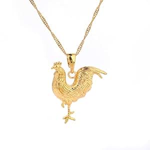 Amazon.com: Women Jewelry 24k Gold Plated Animal Rooster Chicken ...