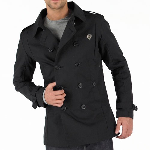 Fly53 Mens Modern Mafia Bonded Cotton Coat Black: Amazon.co.uk: Clothing