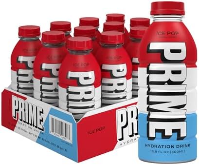 Prime Hydration Drink “Ice Pop” Flavor (12 Pack) with Sock My World ...