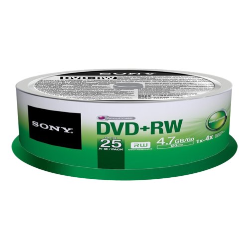 Sony 25DPW47SPM 4x DVD+RW Rewritable DVD Media - 25-Pack Spindle in ...