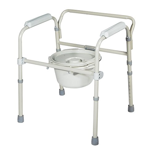 HEALTHLINE Commode Chair, Folding Bedside Commode Chair, Deluxe Bedside ...
