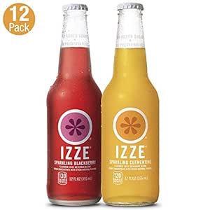 IZZE Sparkling Juice 2 Flavor Variety Pack, 12 oz Glass Bottles, 12 ...