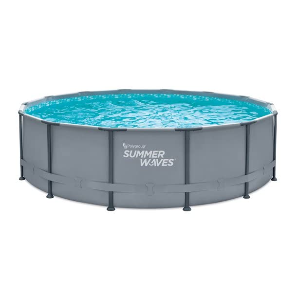 Summer Waves 14ft Elite Frame Grey Pool with Filter Pump, Cover, and ...