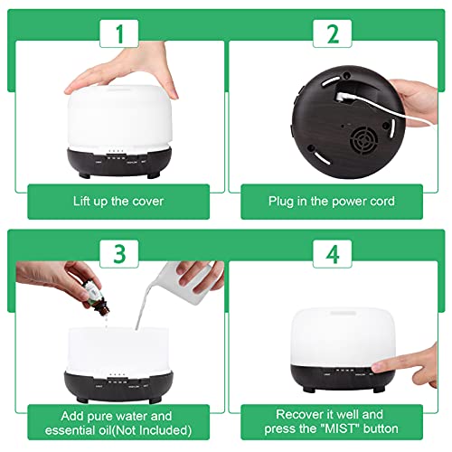 Essential Oil Diffuser, RENWER 500ml Remote Control Diffusers for ...