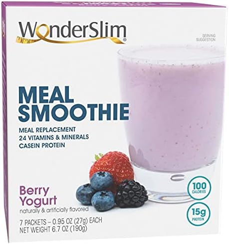 WonderSlim Meal Replacement Smoothie, Berry Yogurt - 100 Calories, 1g ...