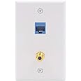 VCE Ethernet Coax Wall Plate, 2-Port Keystone Wall Plate with RJ45 Cat6 ...