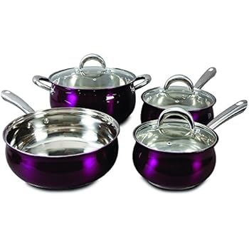 Amazon.com: Rachael Ray Purple Cookware Set Pots Pans 14 Pieces ...