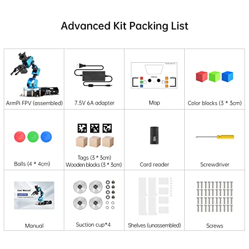 HIWONDER Raspberry Pi 6DOF Robot Arm Kit AI Vision Programming Robot ROS Open Source 4 Version ...