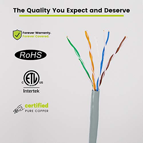 trueCABLE Cat5e Riser (CMR), 1000ft, Gray, 24AWG 4 Pair Solid Bare ...