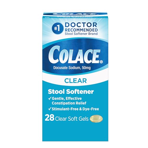 Colace Clear Stool Softener Soft Gel Capsules Constipation Relief 50mg ...