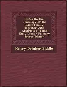 Notes on the Genealogy of the Biddle Family: Together with Abstracts of ...