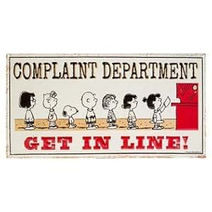 Amazon.com: Peanuts Complaint Department Embossed Tin Sign: Arts ...