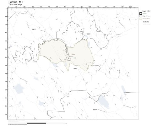 Zip Code Wall Map Of Fortine Mt Zip Code Map | Desertcart South Africa