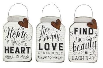 Amazon.com: Assorted Inspirational Tin Mason Jar Signs - Set of 3: Home ...