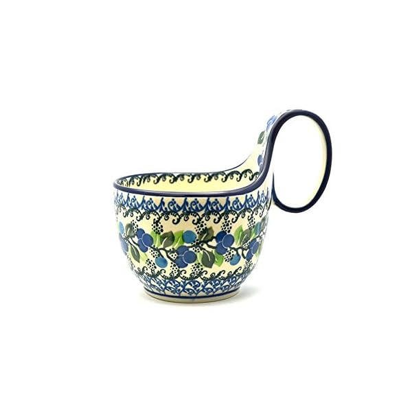 Polish Pottery Loop Handle Bowl - Blue Berries - Polish Pottery Online ...