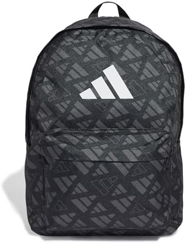 adidas Classic Monogram Graphic Black Unisex Adults Backpack, NS price ...