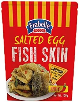 Frabelle Salted Egg Fish Skin, Made from Premium Salmon Skin, Seasoned ...