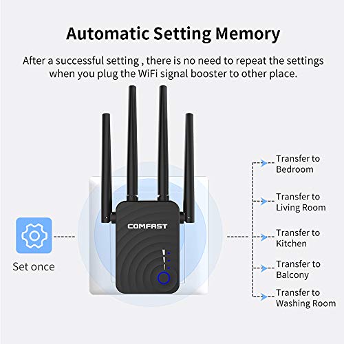 WiFi Range Extender 1200Mbps WiFi Booster AC1200 for The Hourse, Repeater 2.4 & 5GHz Dual Band ...