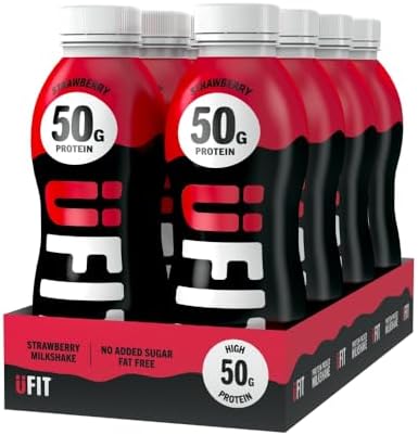 UFIT High 50g Protein Shake, No Added Sugar, Low in Fat, Strawberry ...