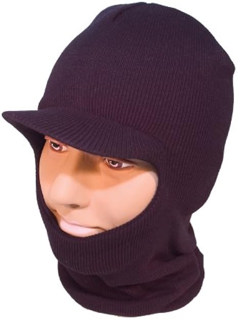 NEW MENS ADULT BLACK KNITTED OPEN FACE PEAK BALACLAVA - ONE SIZE ...