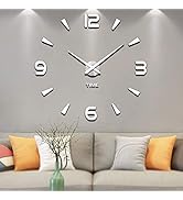 Amazon.com: VANGOLD Large Wall Clocks for Living Room Decor, DIY Wall Clock Modern 3D Wall Clock ...