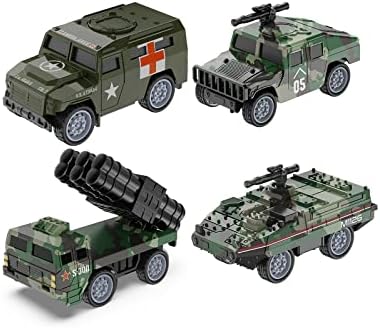Geyiie Army Truck Toys, Mini Die-cast Army Toys Cars in Carrier Truck ...