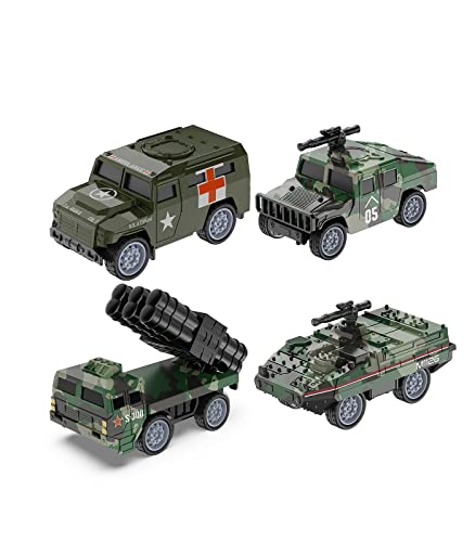 Geyiie Army Truck Toys, Mini Die-cast Army Toys Cars in Carrier Truck ...