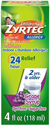 Zyrtec 24 Hr Children's Allergy Syrup with Cetirizine, Dye & Sugar-Free ...