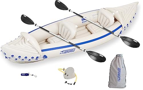 Sea Eagle SE330 Two Person Inflatable Sport Kayak Canoe Boat with Two ...