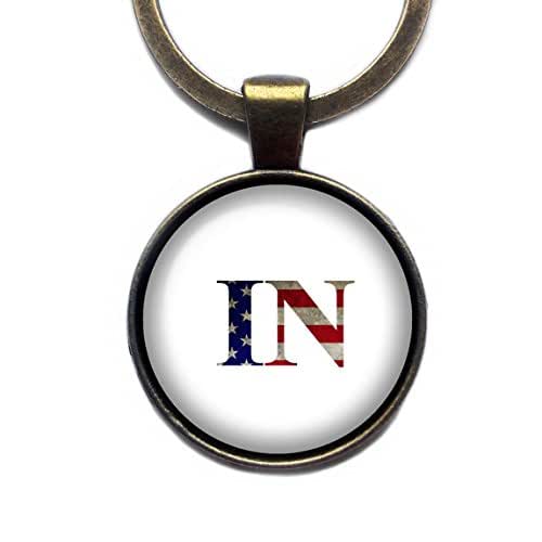 Amazon.com: United States State Initials Flag Indiana IN Bronze ...