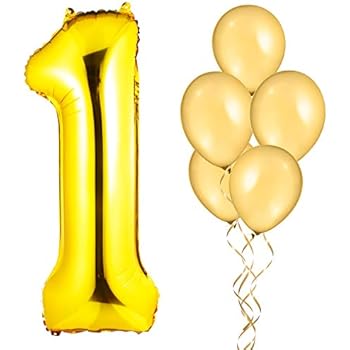 Amazon.com: Gold 40” Mylar Foil Number “1” Balloon with 5 12” Latex ...
