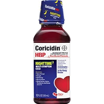 Amazon.com: Coricidin HBP Nighttime Multi-Symptom Cold Liquid Cherry 12 ...