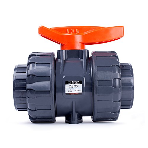 HYDROSEAL Kaplan 3" PVC True Union Ball Valve with Full Port, ASTM ...
