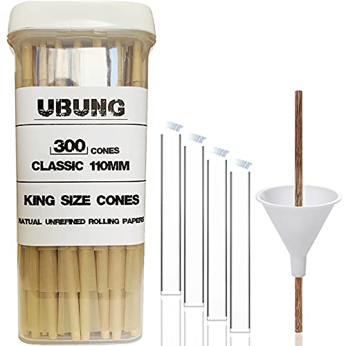 UBUNG 300 Pack Pre Rolled Cones - 110 mm/4.33 inch King Size - Natural ...