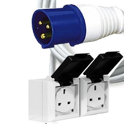 ip44 to ip54 sockets - 10m Cable IP44 250VAC Blue camping, Generator or ...