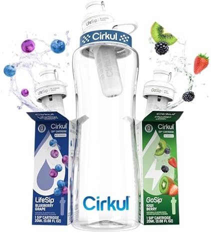 Cirkul 32oz. BPA-Free Plastic Water Bottle Starter Kit with Navy Lid, 2 ...