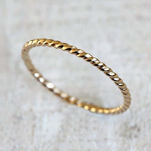 Amazon.com: Twisted wire rope ring in 14k solid gold: Handmade