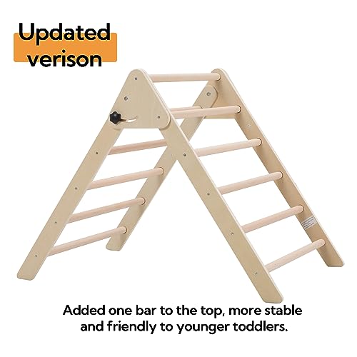 Upgraded Version Foldable Wooden Climbing Triangle with Sliding Ramp, 3 ...