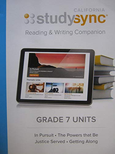California Studysync Reading & Writing Companion Grade 7 Units ...
