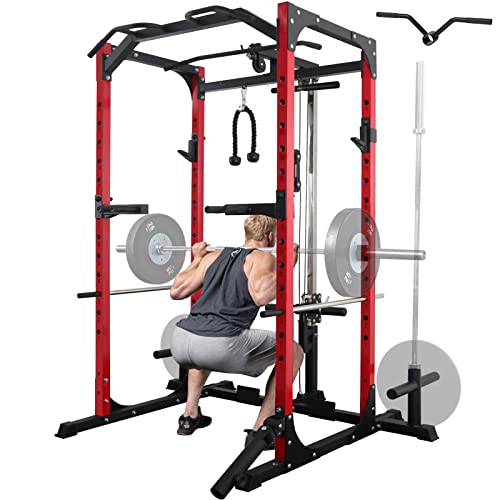 Mikolo Power Cage with LAT Pulldown System, 1200LBS Capacity Power Rack ...