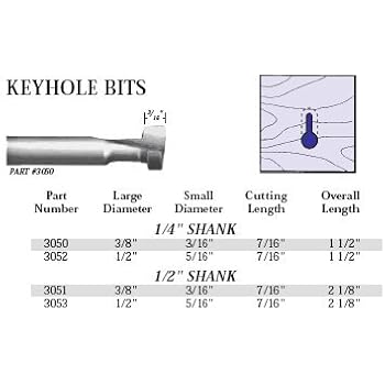Whiteside Router Bits 3050 Keyhole Bit with 3/8-Inch Large Diameter and ...